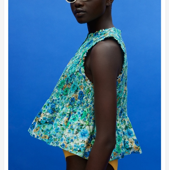 Zara | Tops | Nwt Zara Floral Smocked Button Up Shell | Poshmark